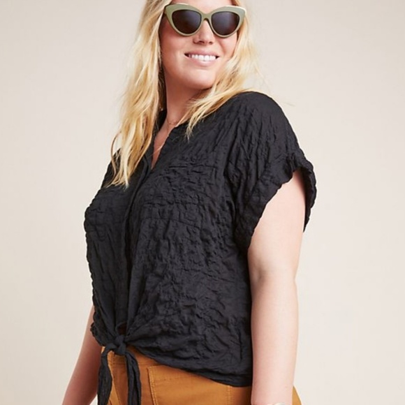 Anthropologie | Tops | Anthro Plus Top Gorgeous Textured Black Nwt ...